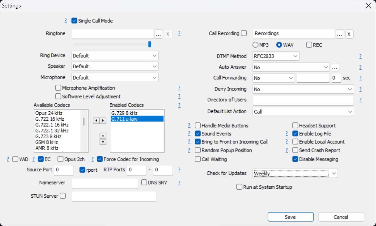 MicroSIP Setup Manual - Call Manager Support